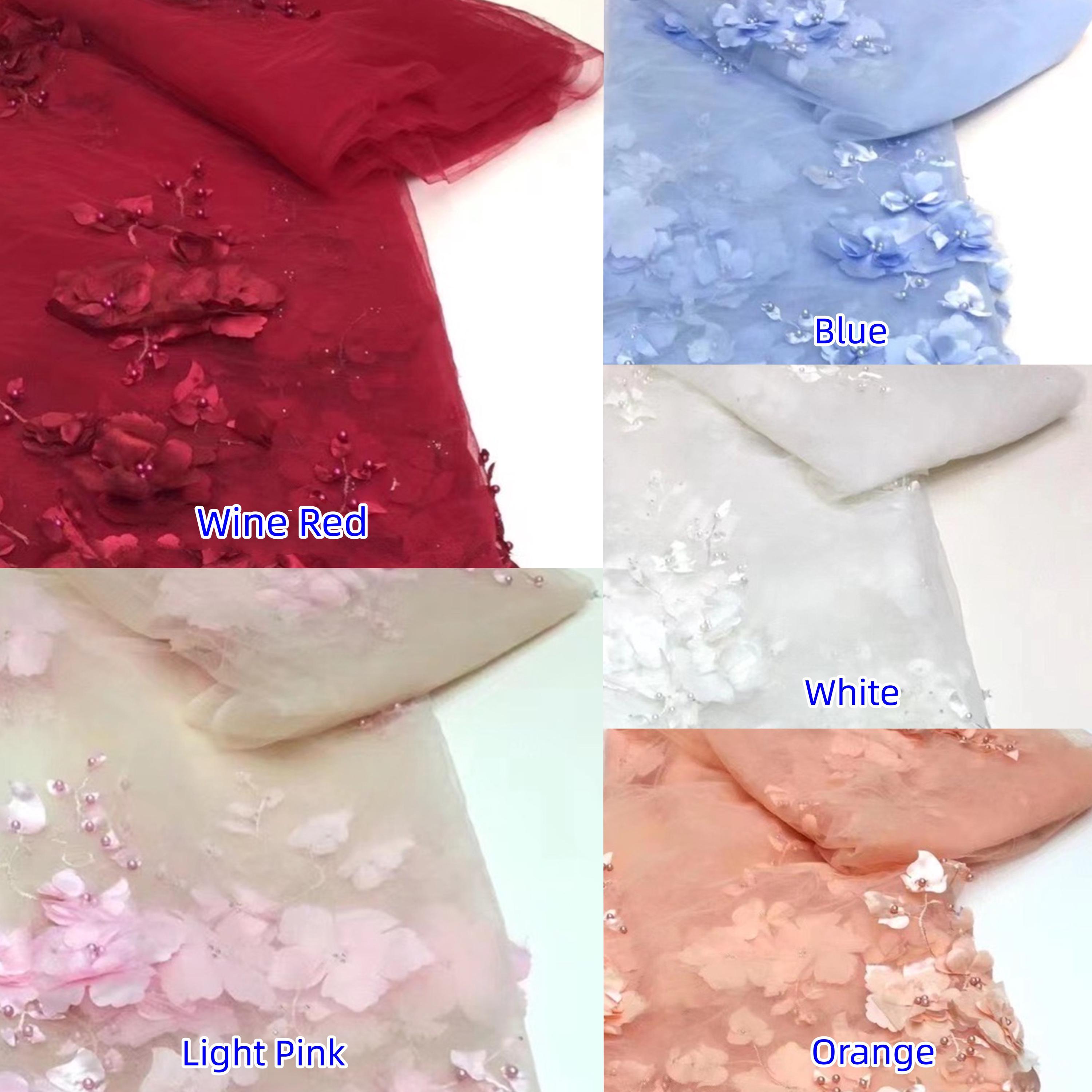 Rose Red Flower Lace Fabric, Beaded Fabric, 3d Flower Tulle Fabric ...