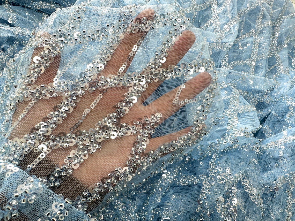 Gorgeous Cobweb Sequin Mesh Fabric, Heavy Beaded Lace Fabric, DIY ...