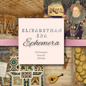 Vintage Elizabethan Era Digital Paper for Scrapbooking, Journaling ...