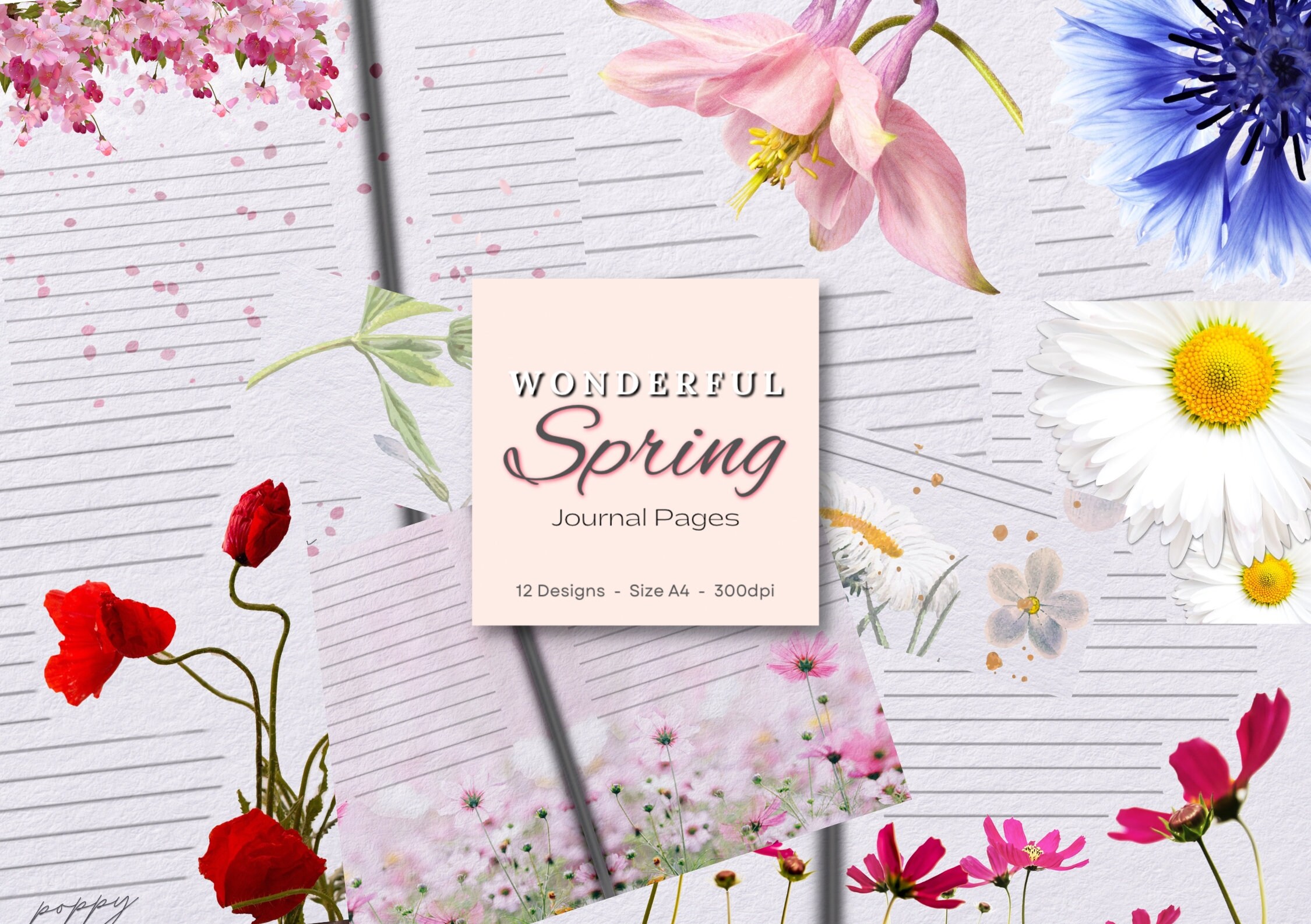 Beautiful Spring Themed Printable Journal Pages. Bright, Crisp High ...