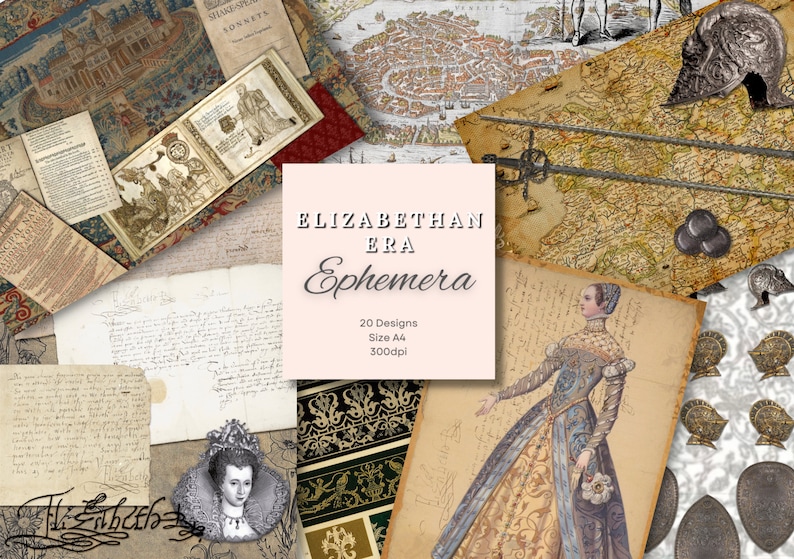 Vintage Elizabethan Paper Textures, Scrapbook & Journal Ephemera ...
