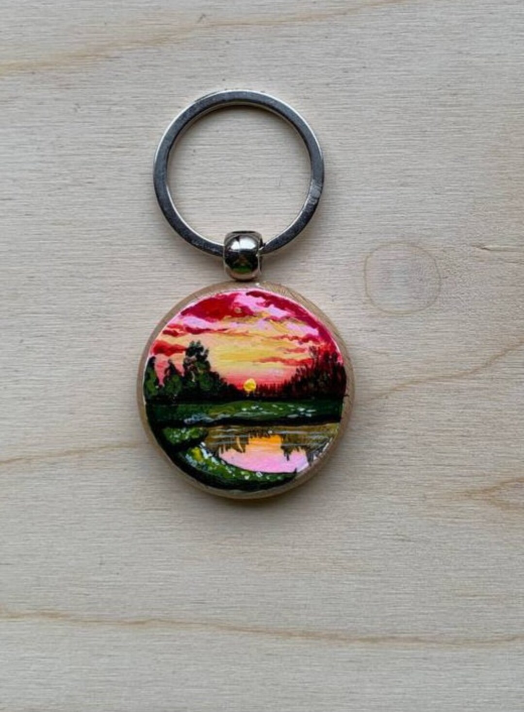 Exquisite Handcrafted Landscape Keyring.original Painting - Etsy