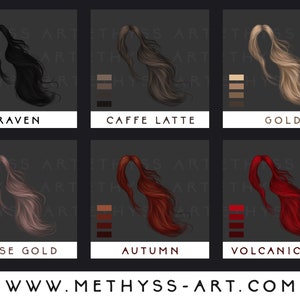 Digital Hair Overlays - Wavy Painted PNG Hair Set on a Transparent ...