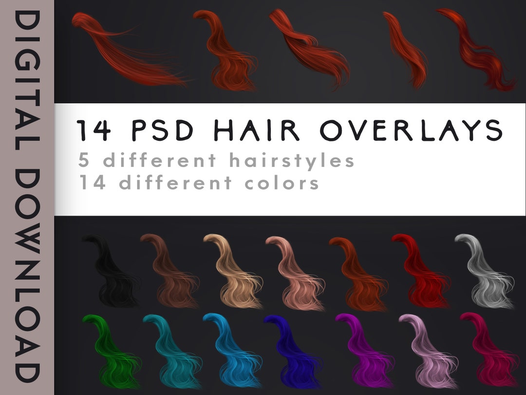 Digital Hair Overlays - Instant Download of 5 Different Hairstyles, Available in 14 Different ...