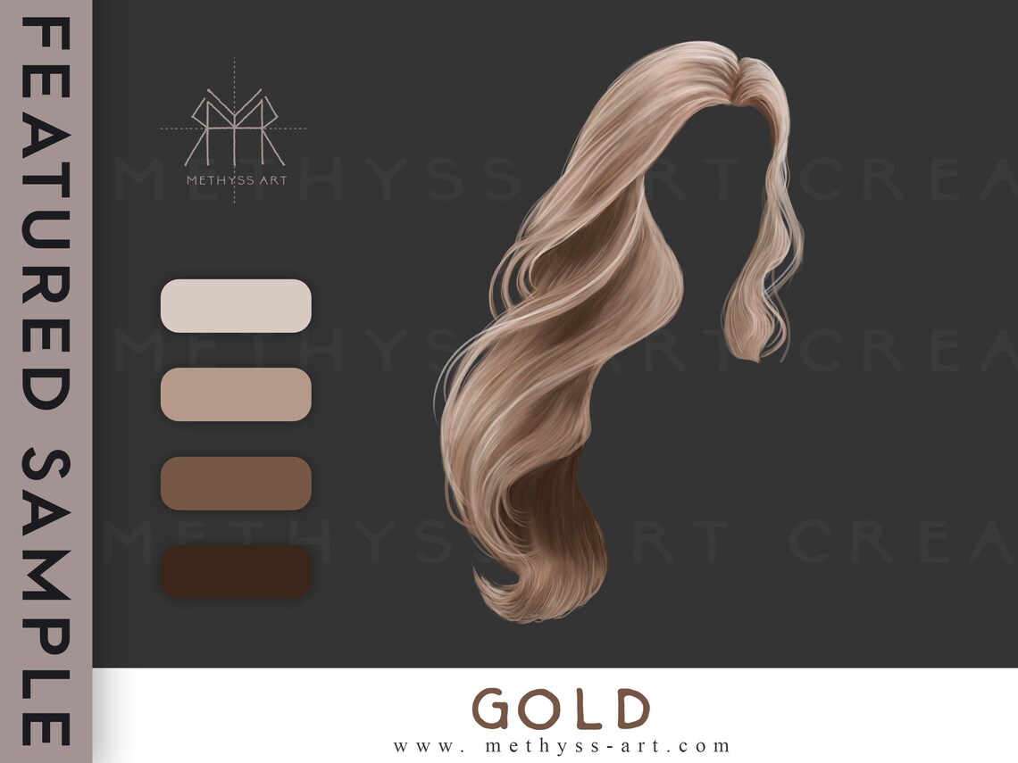 Digital Hair Overlays Wavy Painted PNG Hair Set on a - Etsy