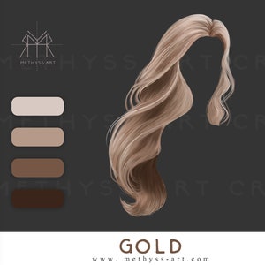 Digital Hair Overlays - Wavy Painted PNG Hair Set on a Transparent ...