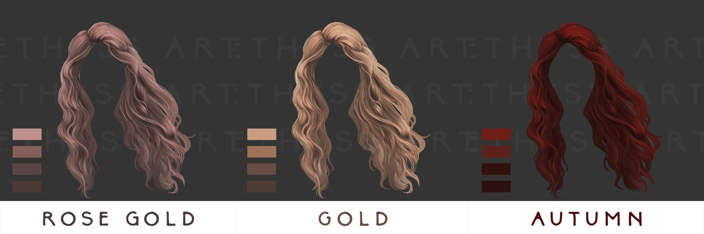 Digital Hair Overlays - Curly Painted Hairstyle on a Transparent ...