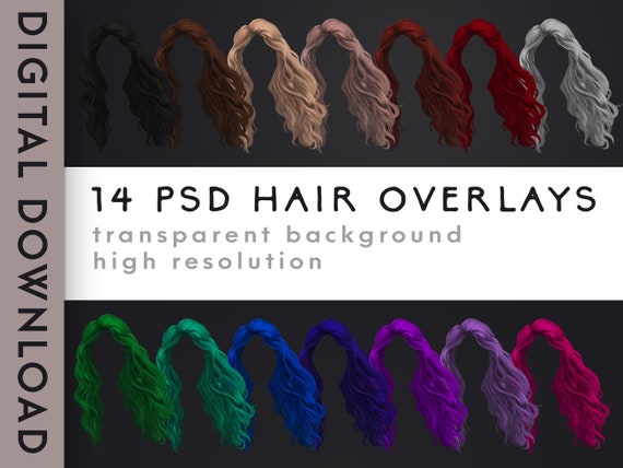 Digital Hair Overlays Curly Painted Hairstyle on a - Etsy