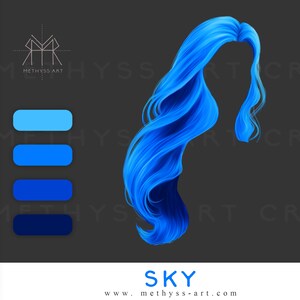 Digital Hair Overlays - Wavy Painted PNG Hair Set on a Transparent ...