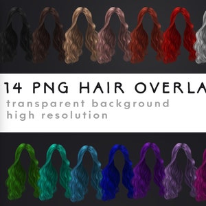 Digital Hair Overlays - Instant Download of Wavy Hairstyles, 14 PNG ...