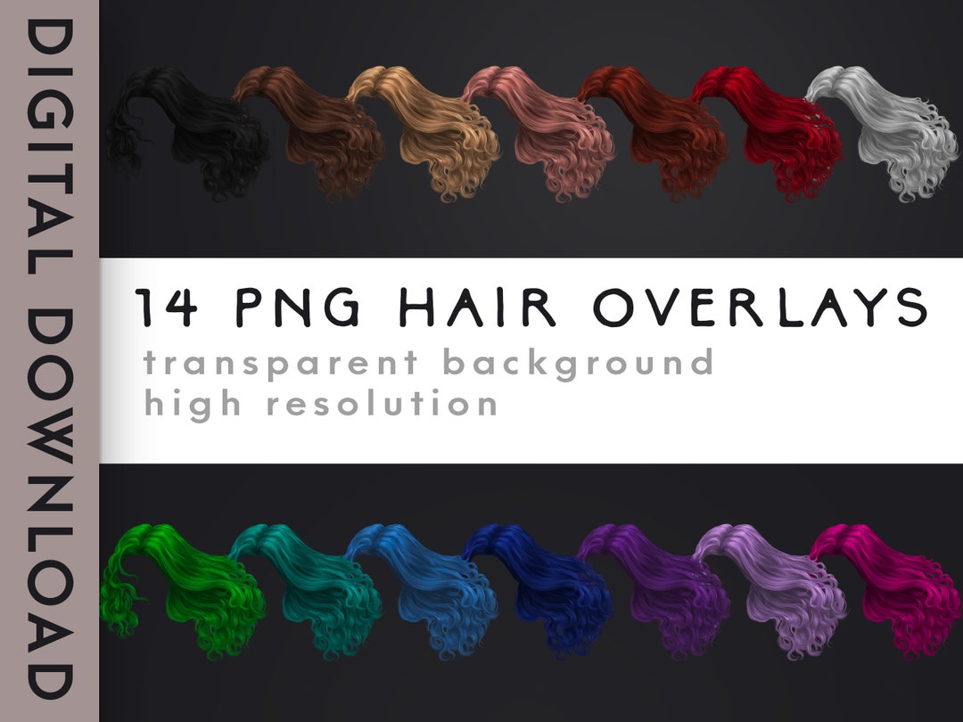 Digital Hair Overlays - Instant Download of a Curly Hairstyle, 14 PNG ...