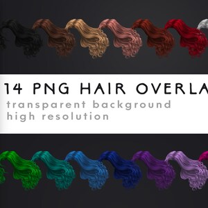 Digital Hair Overlays - Instant Download of a Curly Hairstyle, 14 PNG Clipart Fit for Editing ...