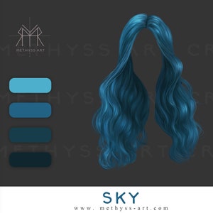 Digital Hair Overlays - Instant Download of Wavy Hairstyles, 14 PNG ...