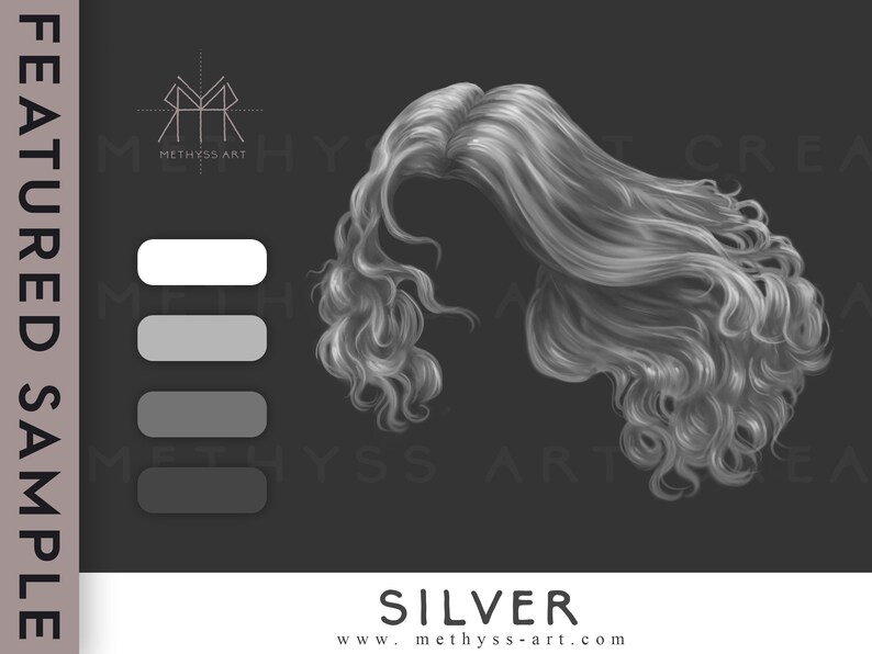 Digital Hair Overlays - Instant Download of a Curly Hairstyle, 14 PNG Clipart Fit for Editing ...