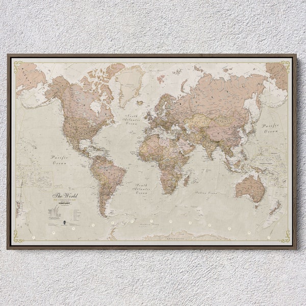 Rustic World Map - Etsy