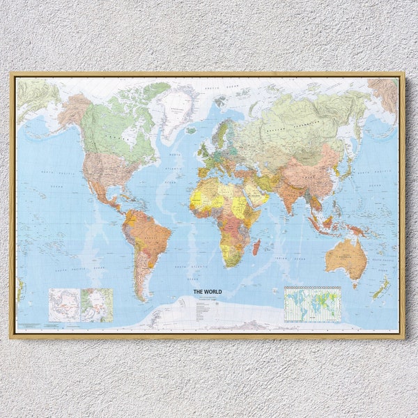 Detailed World Map to Print - Etsy
