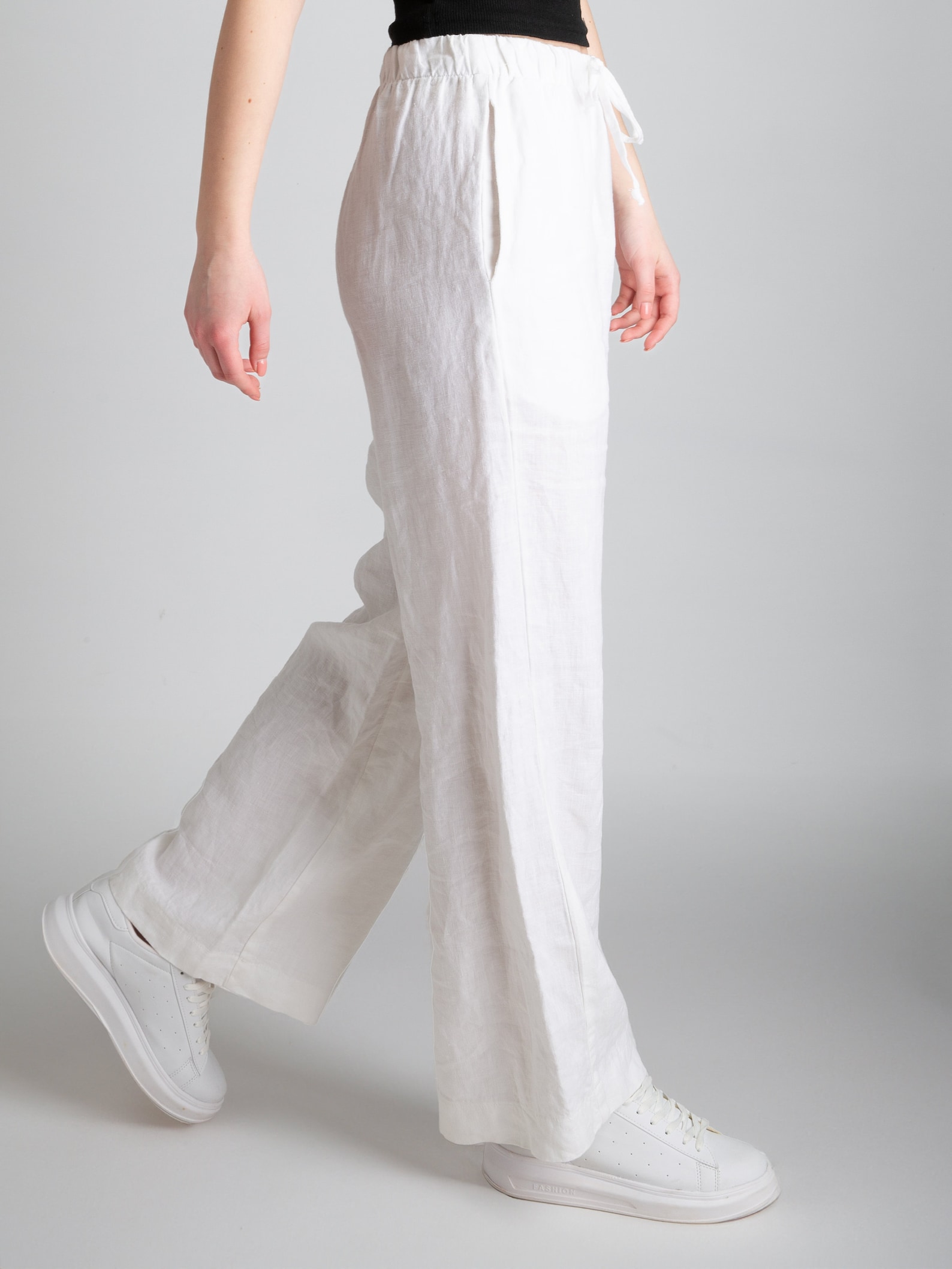 White Linen Pants Pants for Women Linen Trousers With Pockets Low Waist ...