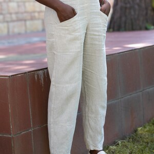 Linen Pants for Women Linen Trousers Women Paper Bag Linen Pants Mid ...
