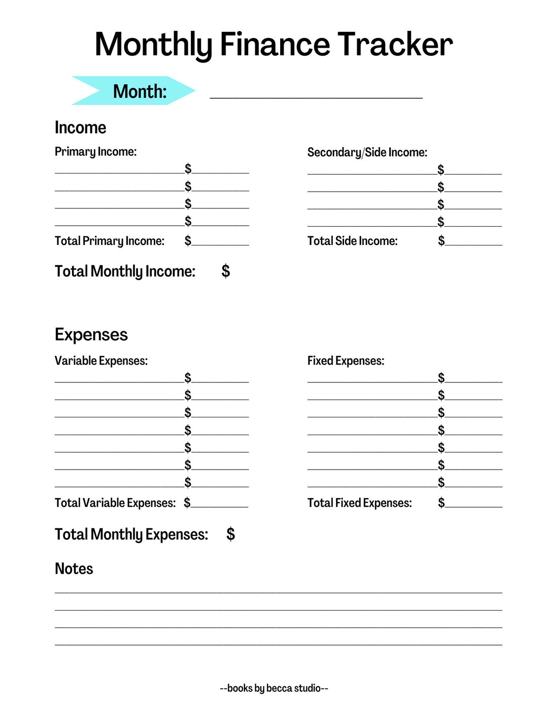 DOWNLOADABLE PRINTABLE Monthly Finance Tracker Etsy downloadable-printable-monthly-finance-tracker-etsy