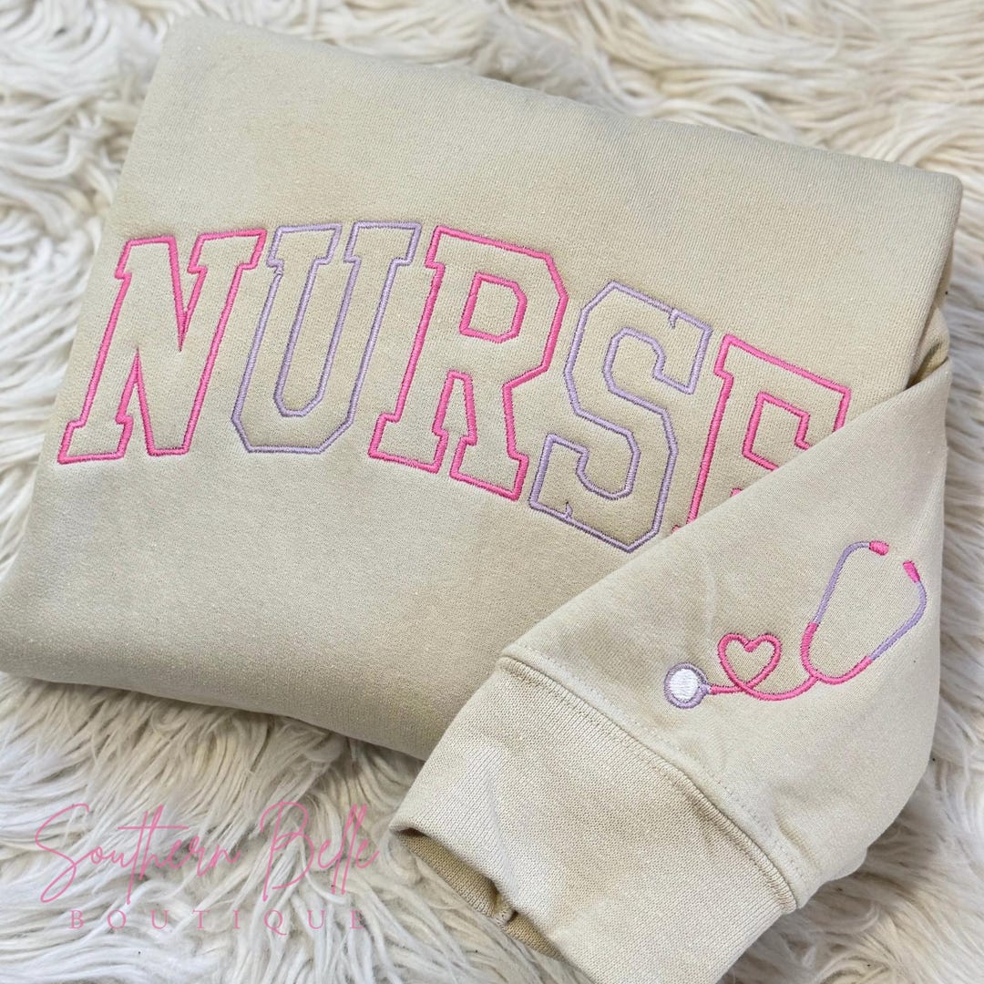 Embroidered NURSE Athletic Block Gemma Sweatshirt | Nurse Pullover ...