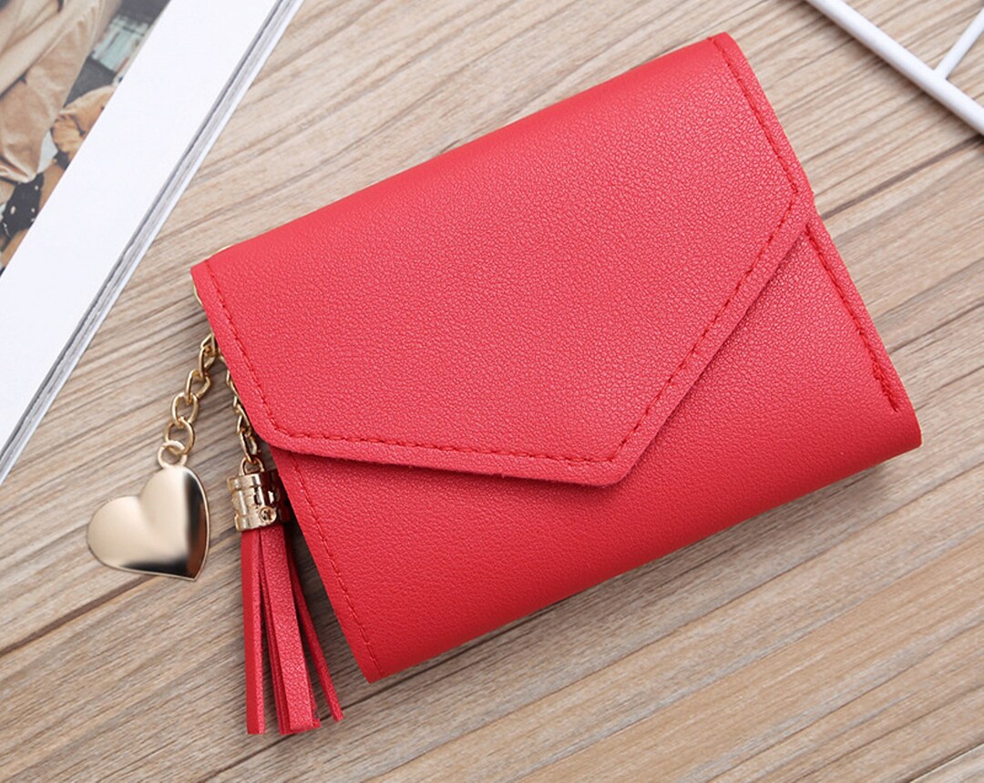 Tri Fold Wallet, Women, ID Card Holder Purse, Heart Tag With PU Leather ...
