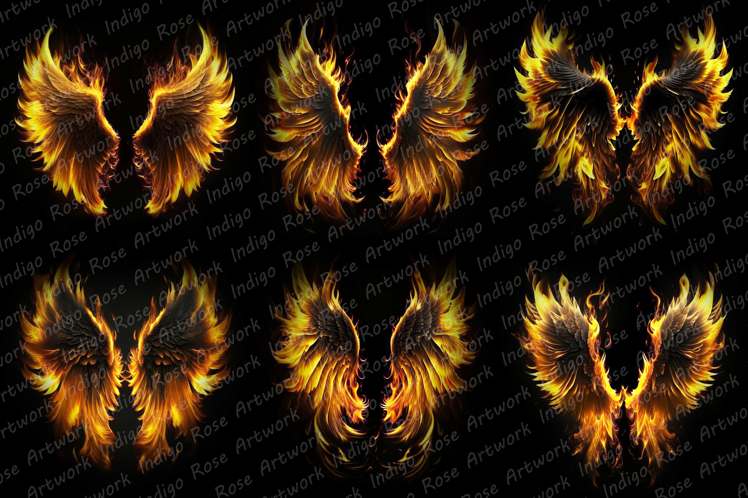 Fiery Angel Wing Overlays, Fairy Wing Overlays, Flaming Wing Overlays ...