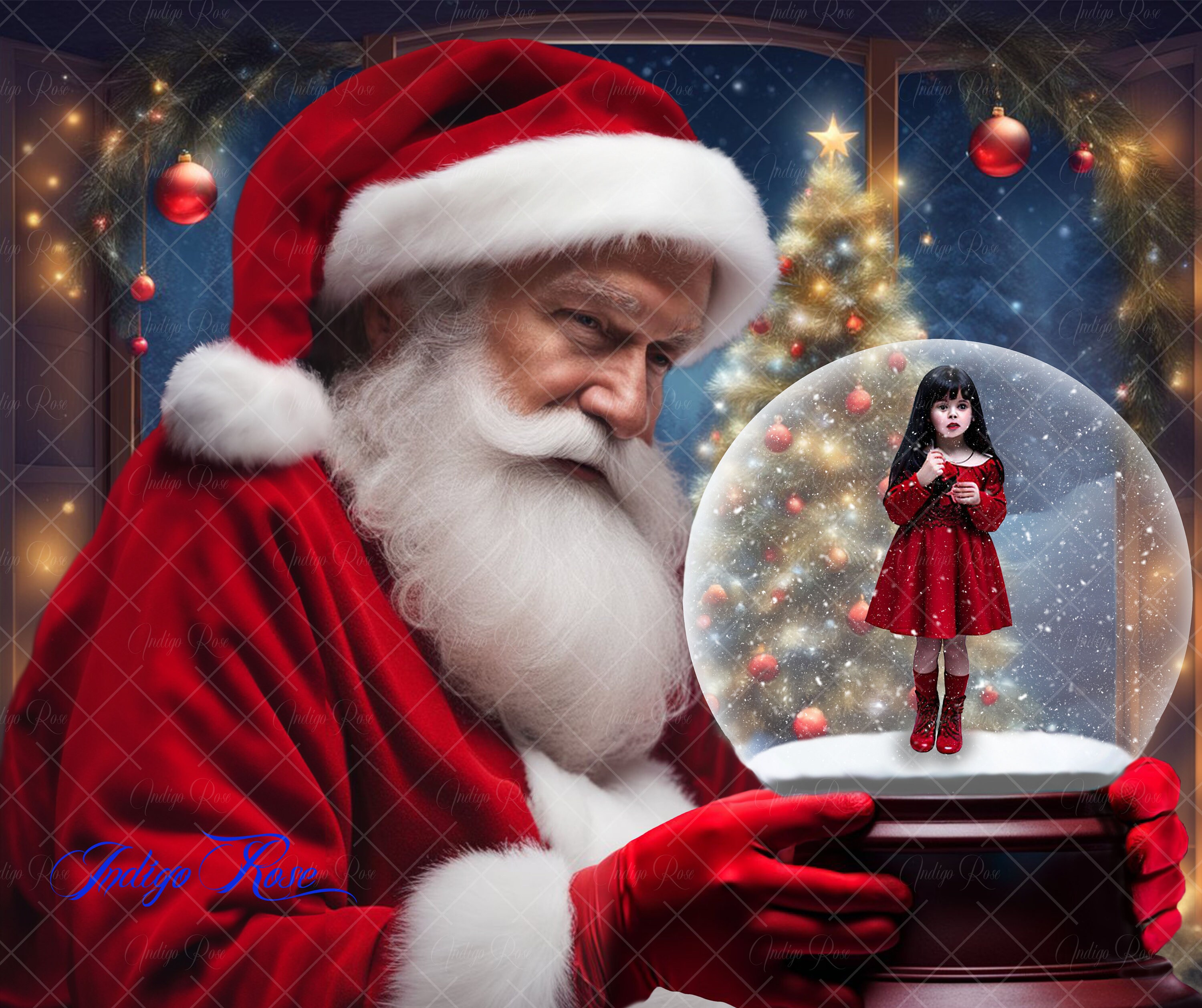 Christmas Digital Background, Santa Holding Snow Globe, Photoshop ...