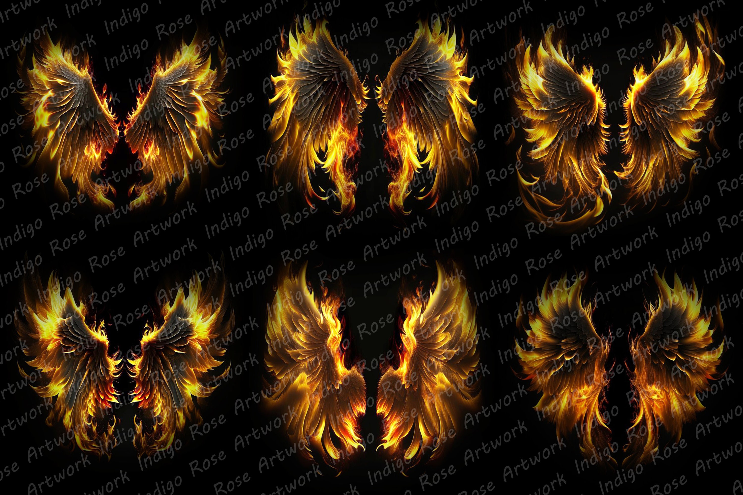 Fiery Angel Wing Overlays, Fairy Wing Overlays, Flaming Wing Overlays ...
