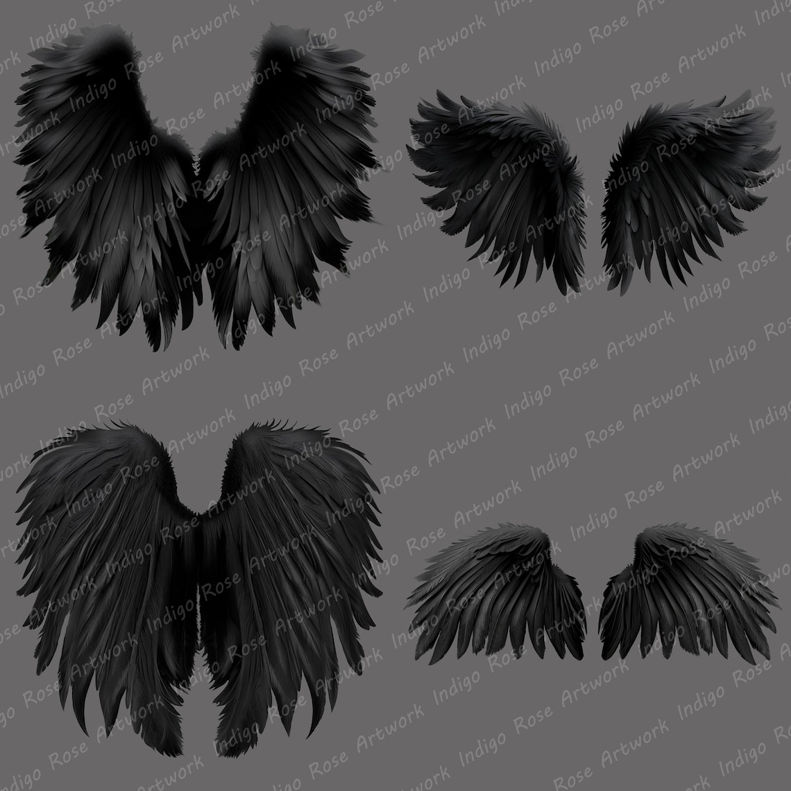 Black Angel Wing Overlays, Fairy Wing Overlays, Photoshop Overlays ...