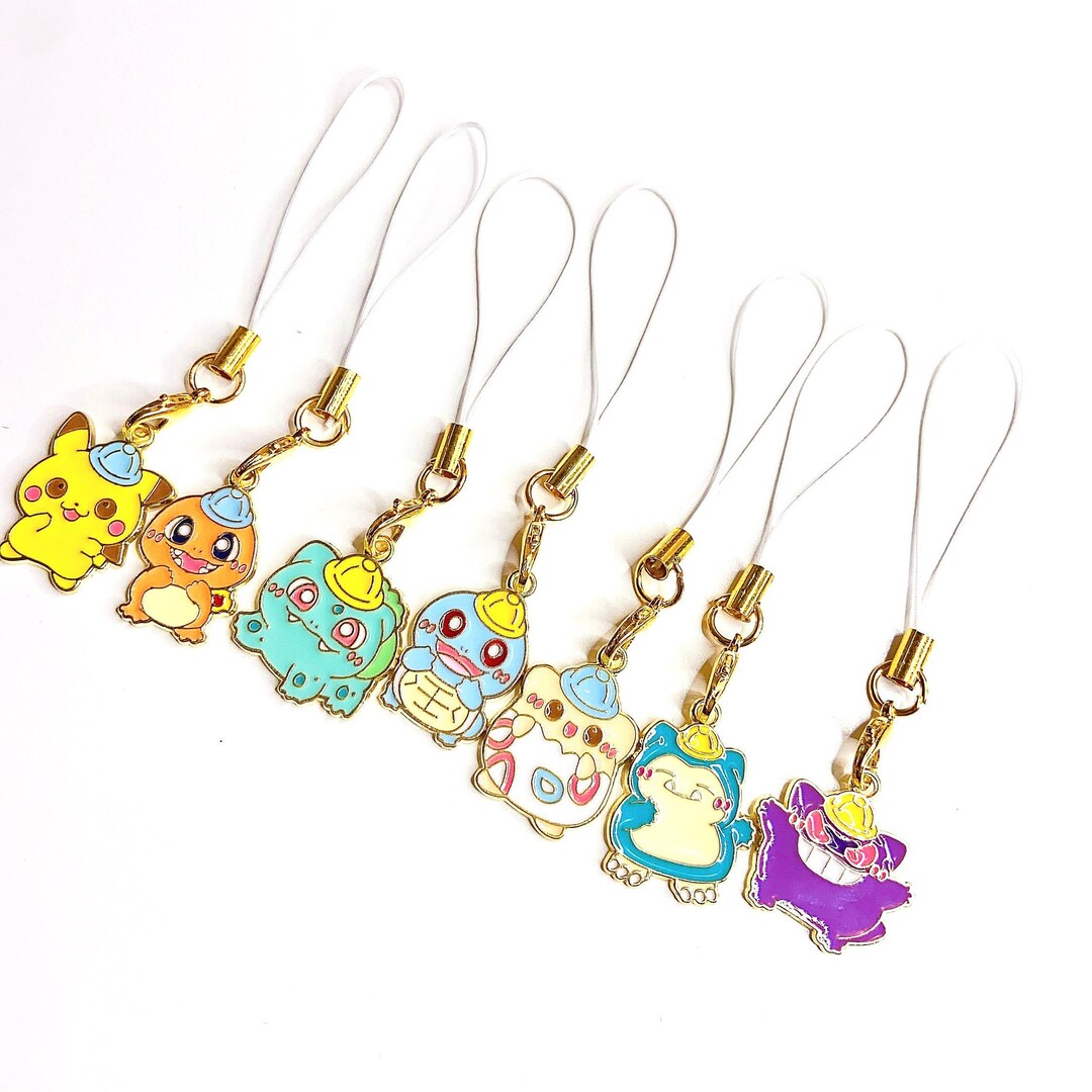 Cute Pokemon Charms, Pokemon Anime on White Straps, Key Chain for Phone ...