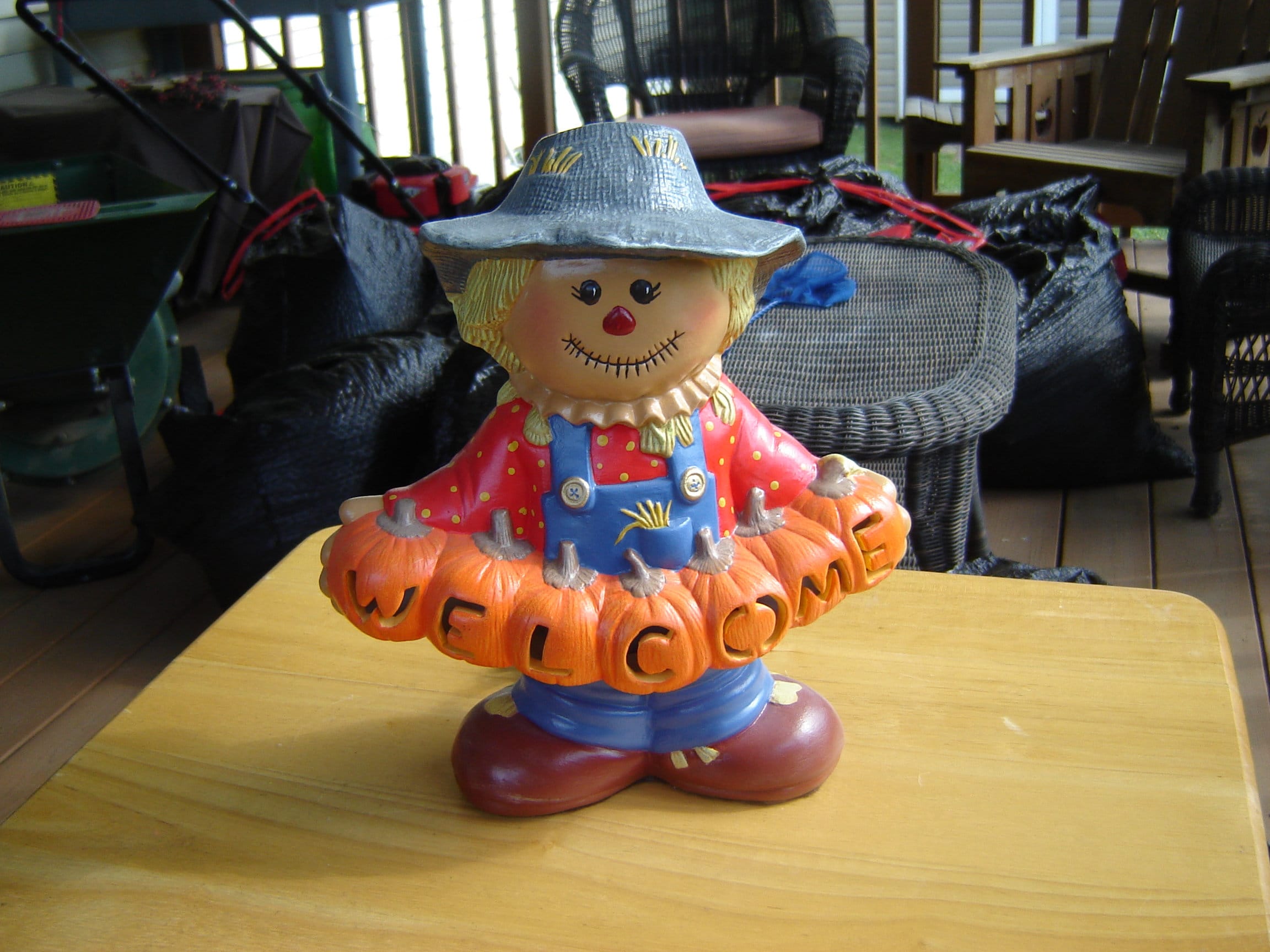 Adorable Scarecrow W/lighted Welcome Pumpkins, Ceramic - Etsy