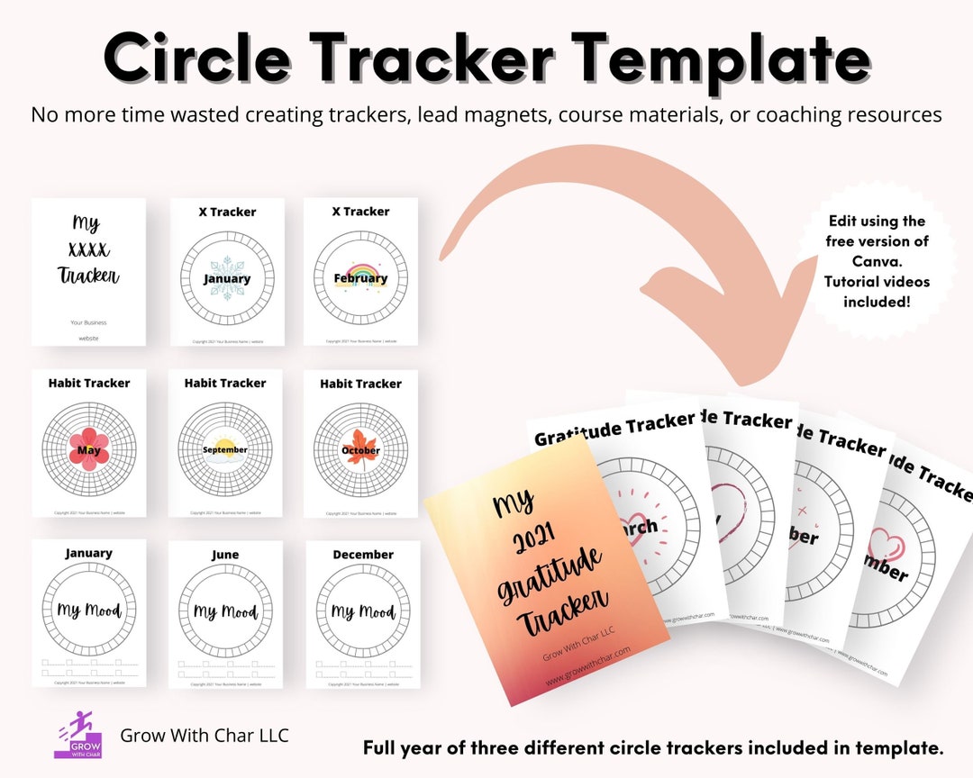 Circle Tracker Template Editable in Canva Editable Monthly Circle ...