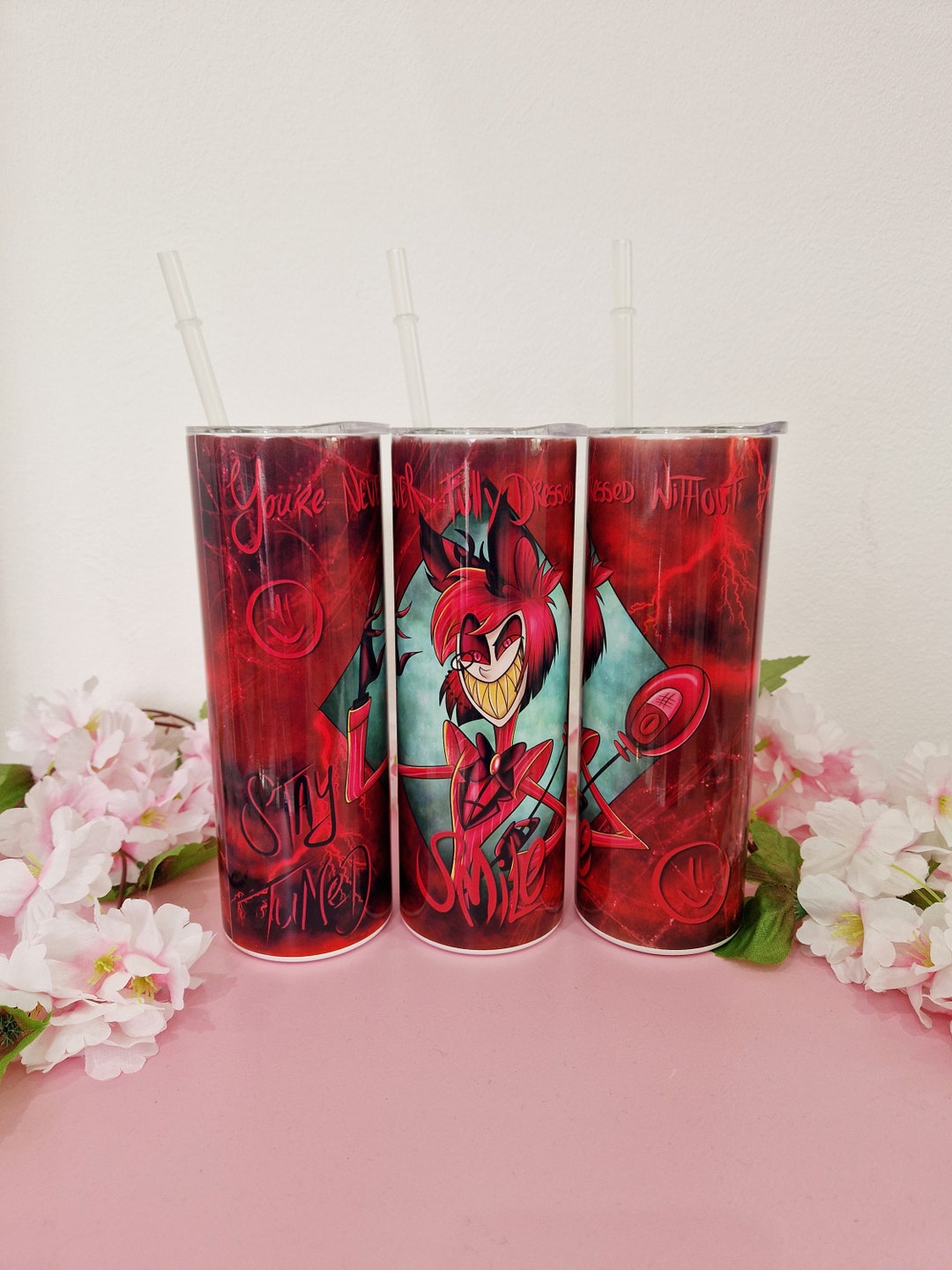 Alastor Hazbin Hotel Drinking Cup With Lid & Straw, Cute Gift Valentine ...