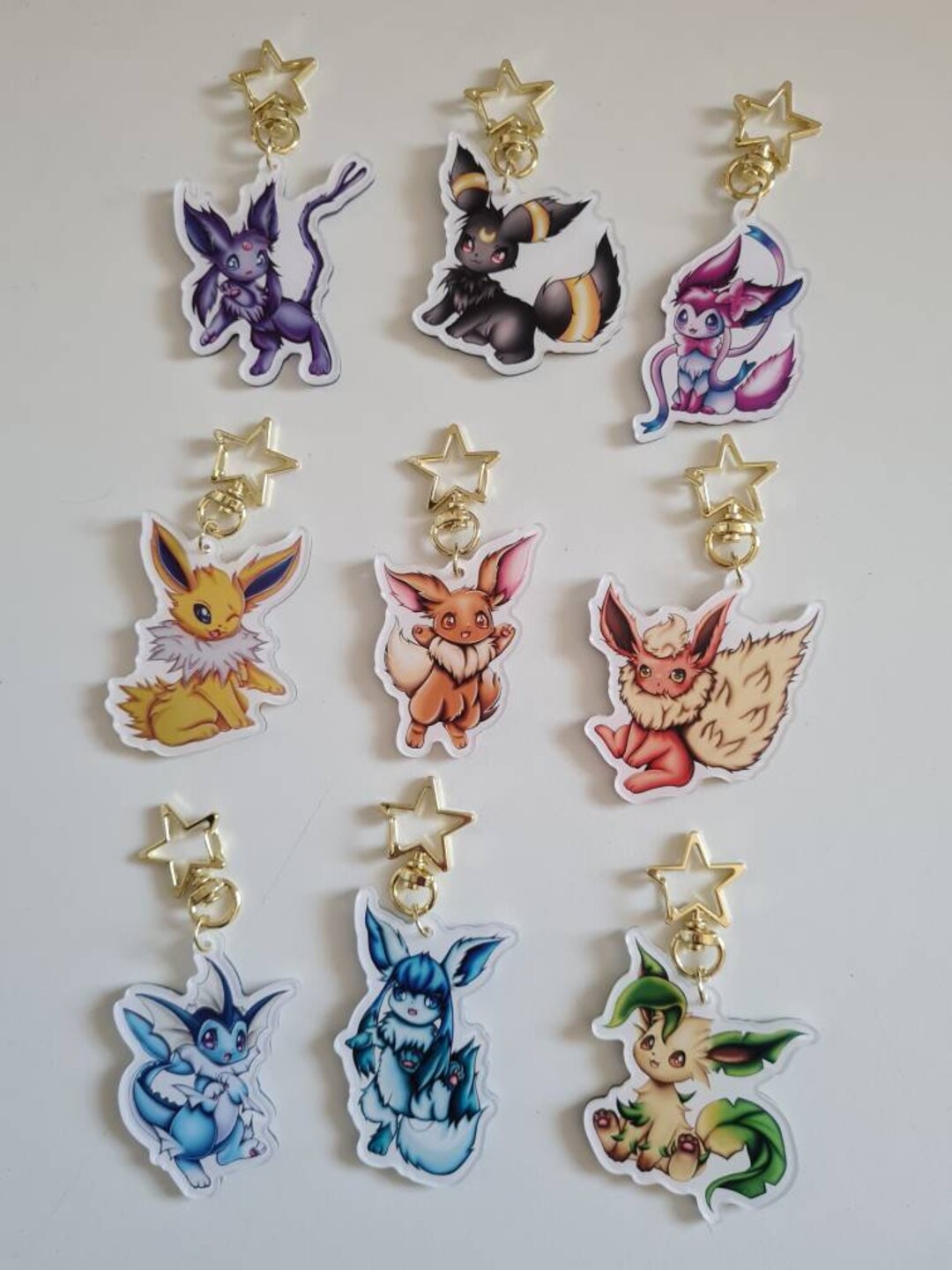 Kawaii Eevee Evolutions Cute Charms Keychains - Etsy