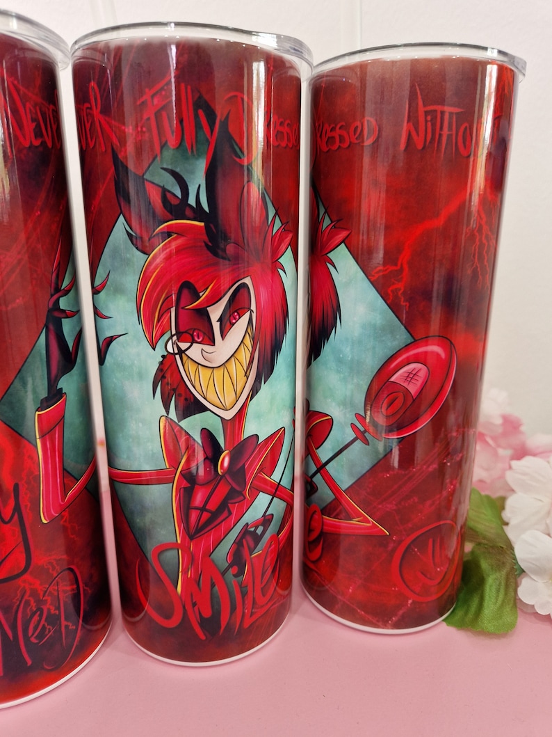 Alastor Hazbin Hotel Drinking Cup With Lid & Straw, Cute Gift Valentine ...