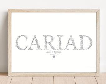 Welsh Cariad Print, Wedding Gift, New Home Gift, Wedding Print and ...