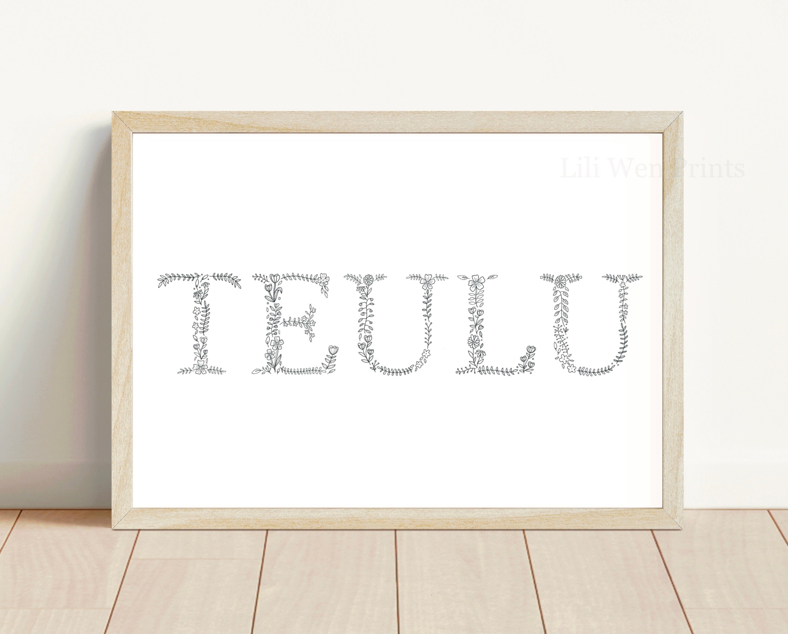 Personalised Floral Teulu Art Print | Hand Illustrated Unframed A4 ...