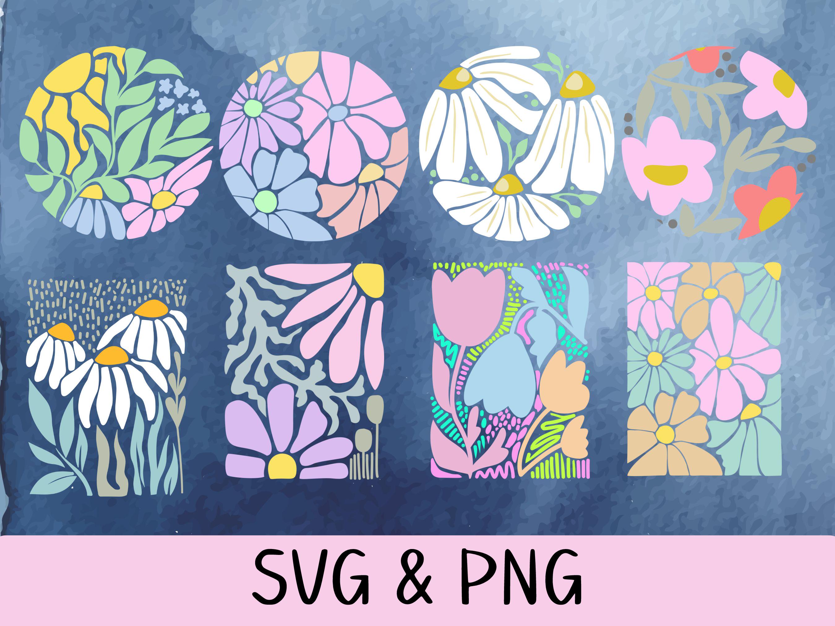 Abstract Flower SVG Bundle,danish Pastel Floral Clipart, Organic Shape ...