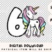 6th Birthday Unicorn SVG PNG: Colorful Clipart Design (digital Download ...