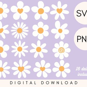 Daisy SVG Cut File Bundle: Retro Flower Clipart (digital Download - Etsy