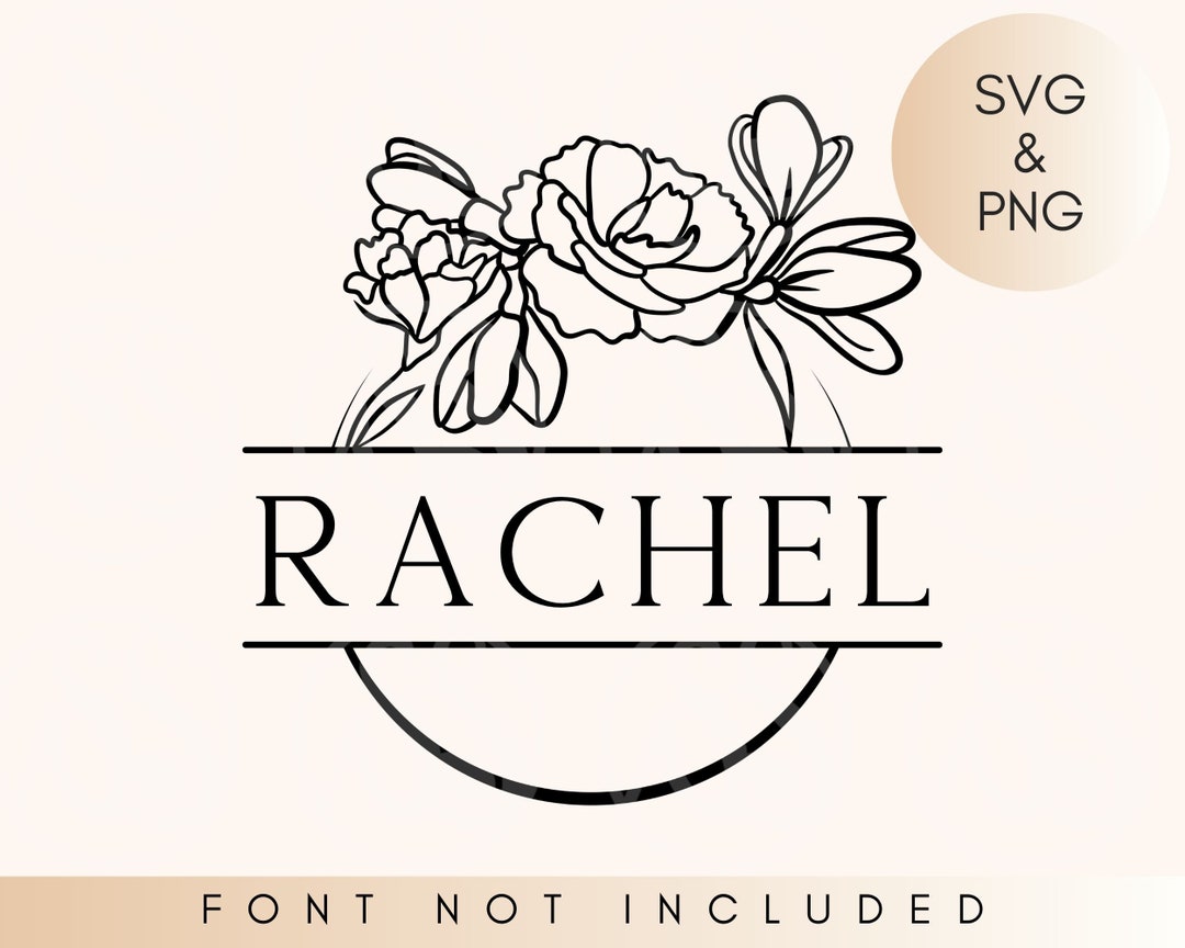 Custom Name Birthmonth Flower Svg & Png, Floral Split Monogram Svg ...