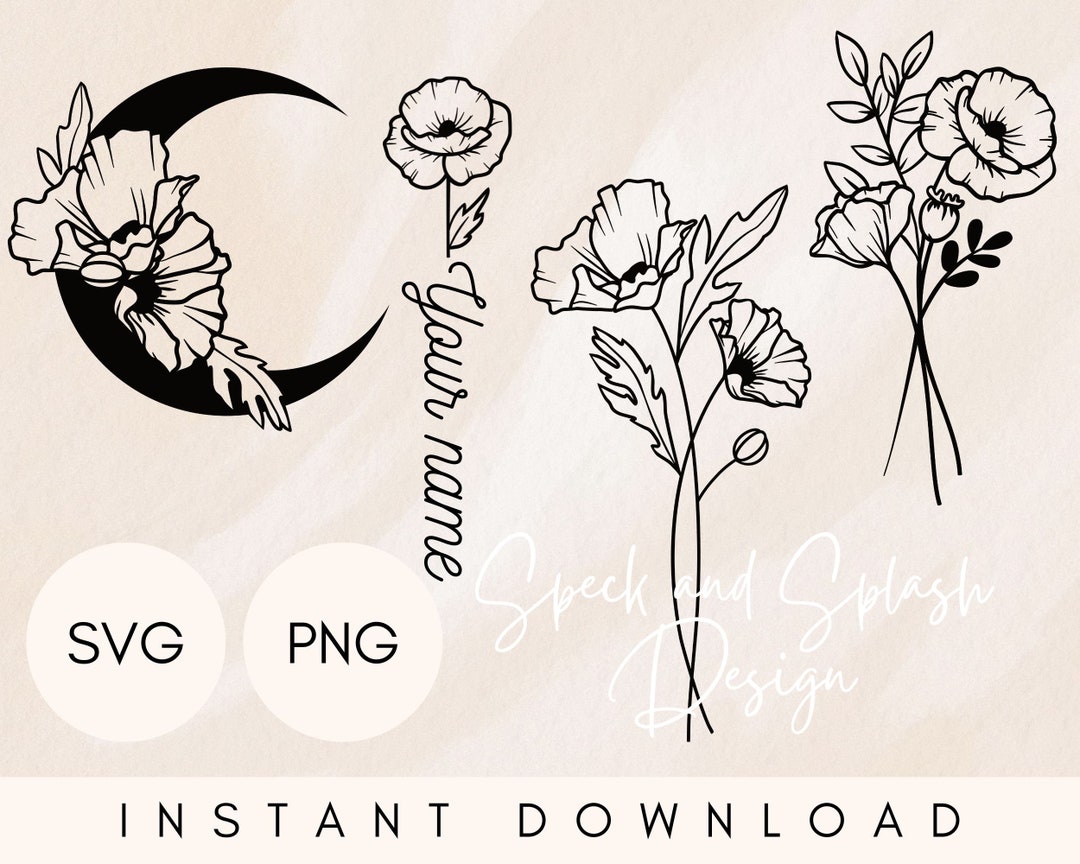 Poppy Flowers Svg Bundle, Poppie Svg, Poppy Bouquet SVG, Poppy Clipart ...