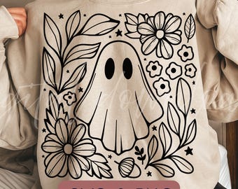 Floral Ghost SVG: Boho Halloween Design (digital Download) - Etsy