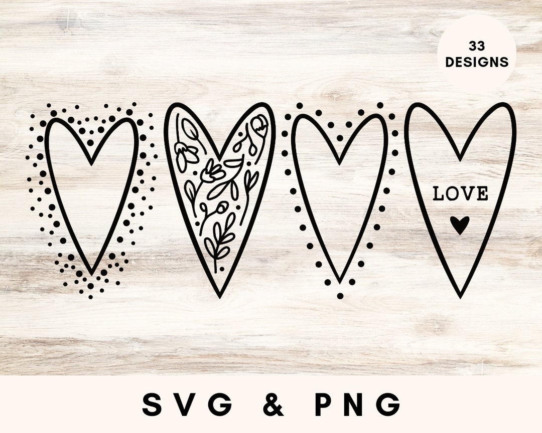 Dotted Line Heart Svg, Heart Svg Bundle, Brushstroke Heart Svg ...