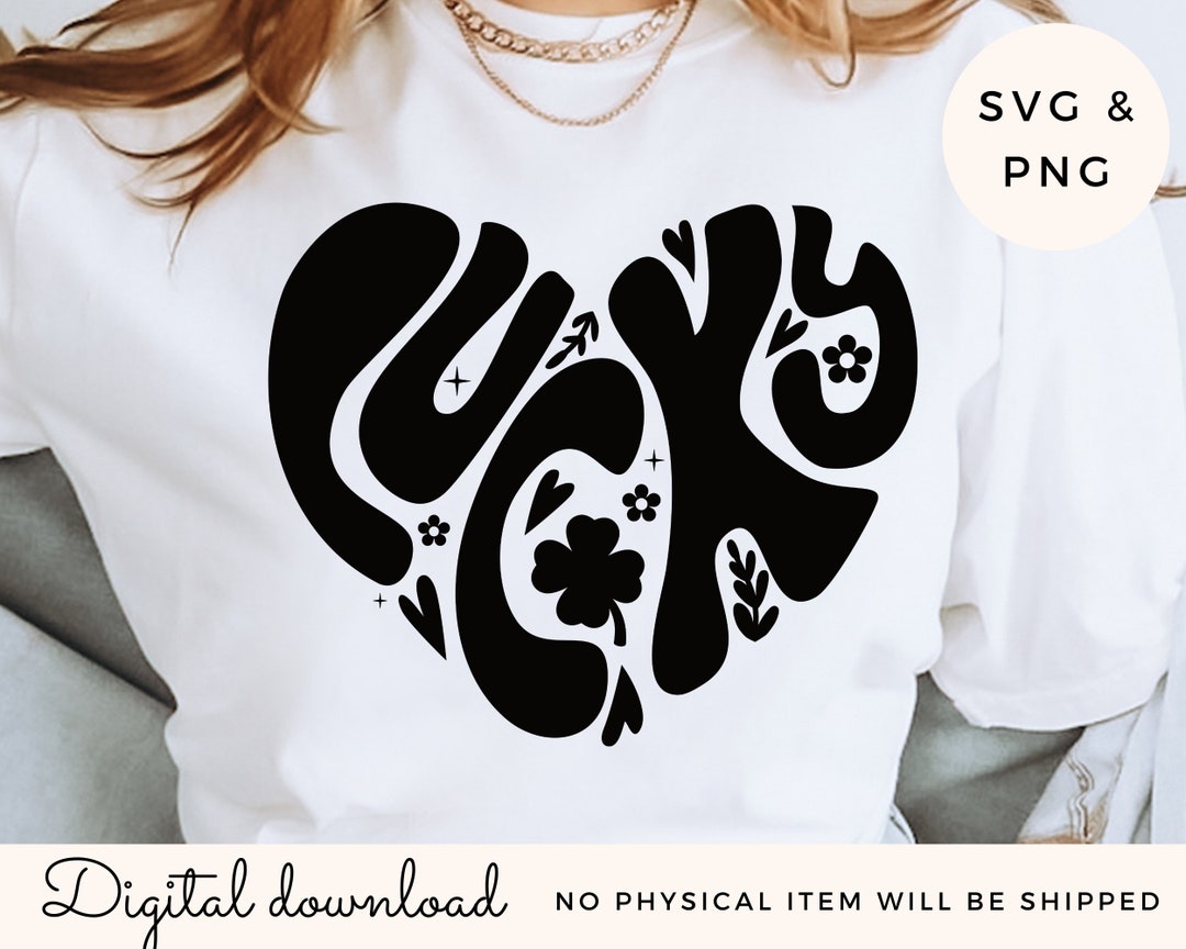 Retro Lucky Heart Svg Cut File for Cricut, Shamrock Heart Svg, Lucky ...