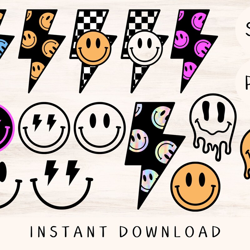 Smiley Face With Lightning Bolt Eyes - Etsy