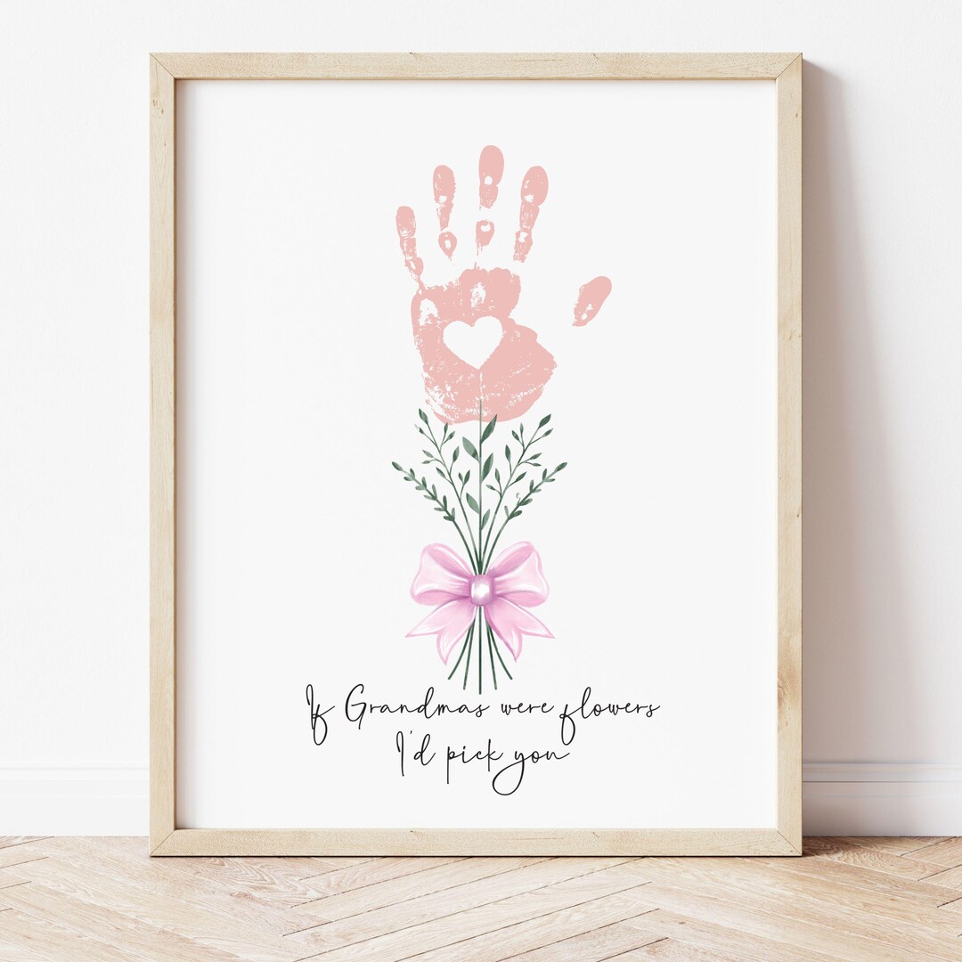 Grandma Handprint Art: Custom DIY Gift for Mother's Day (printable PDF ...