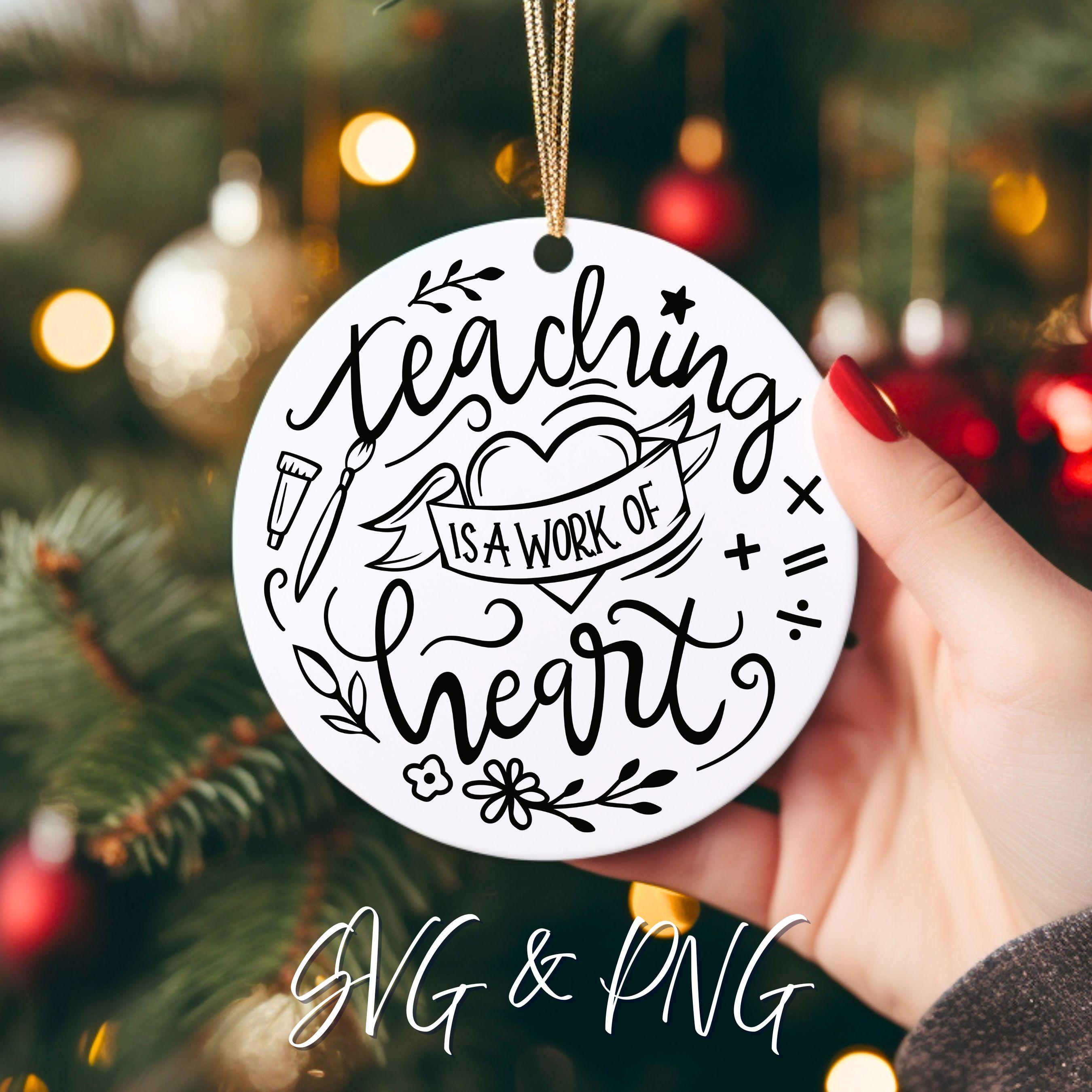 Teacher Round Ornament SVG and PNG Bundle, Christmas Rounds SVG ...