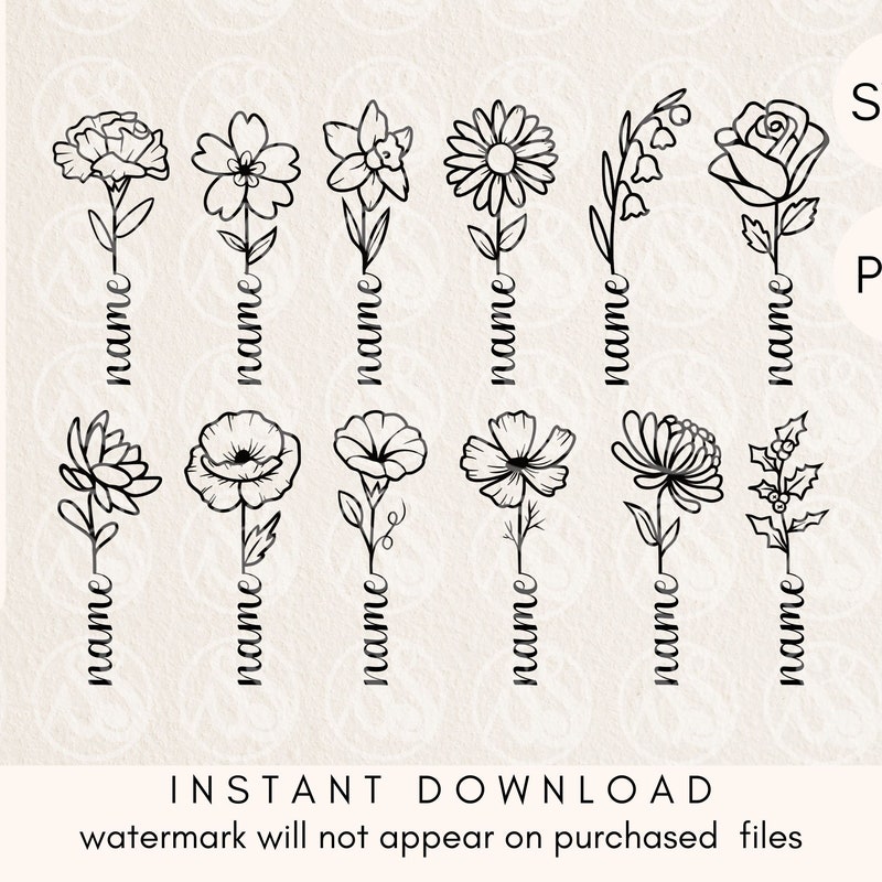 Flower of the Month Names - Etsy