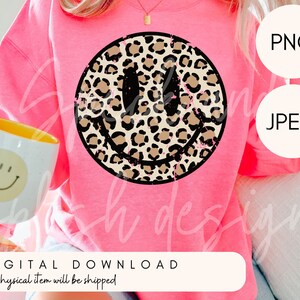 Leopard Print Smiley Face PNG: Retro Groovy Design (digital Download ...